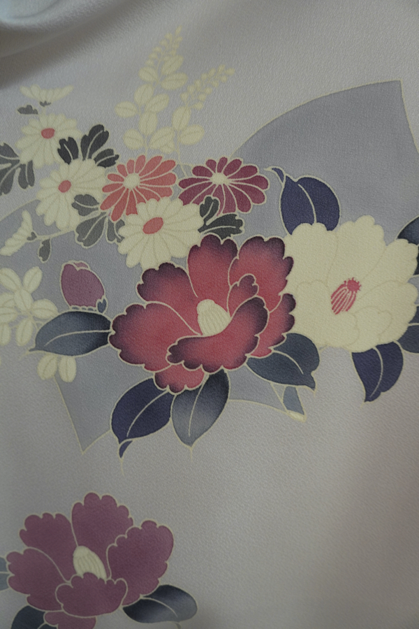 KH39 ピンク御所車に椿 - 京都散歩 | Kimono-Agaru-kyoto | 京都市